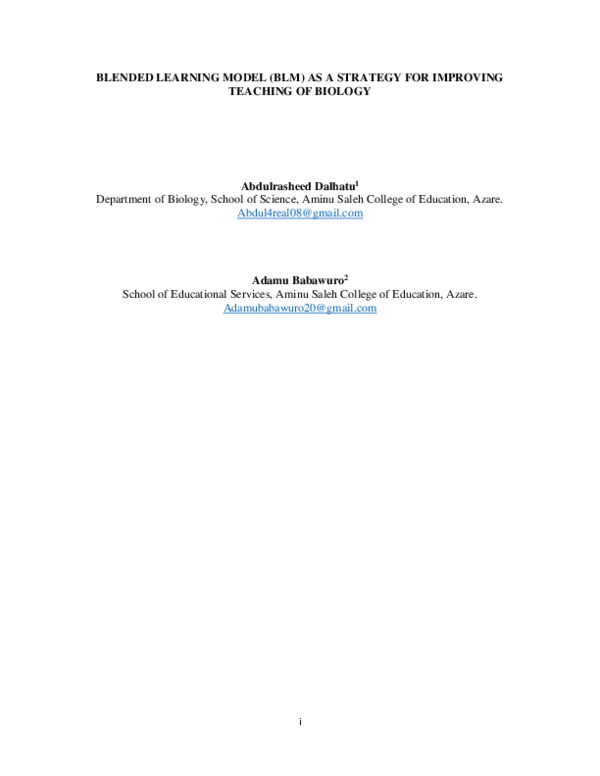 (PDF) BLENDED LEARNING MODEL (BLM) AS A STRATEGY FOR IMPROVING TEACHING ...