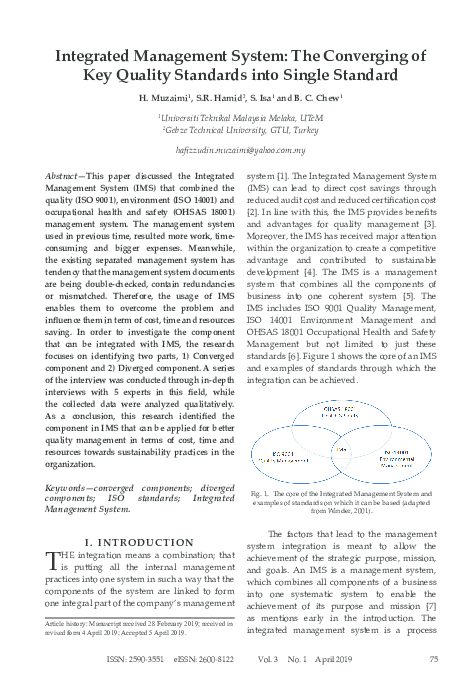 (PDF) Integrated Management System: The Converging of Key Quality ...