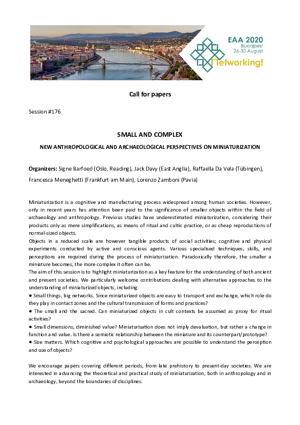 (PDF) Call for papers EAA 2020 - SMALL AND COMPLEX