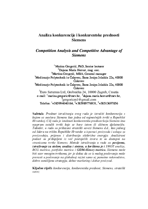 (PDF) Analiza konkurencije i konkurentske prednosti Siemens Competition ...