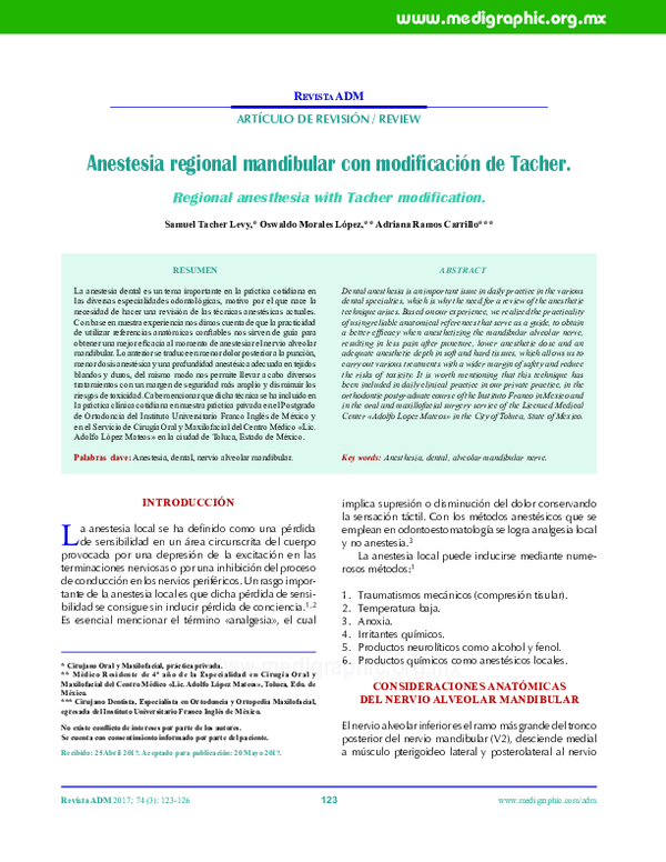 (PDF) Anestesia regional mandibular