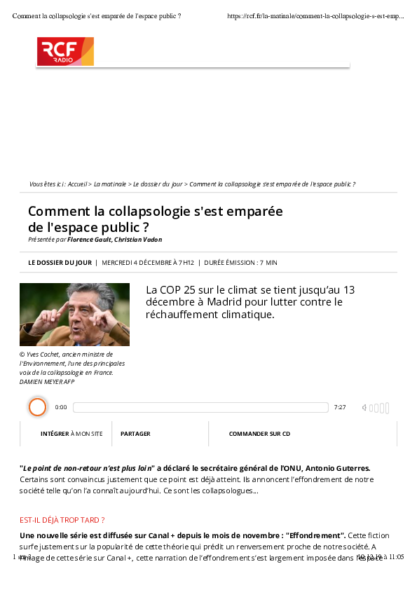 (PDF) Comment la collapsologie s'est emparée de l'espace public