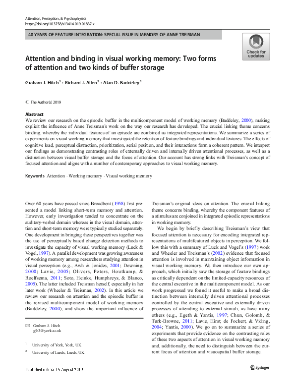 (PDF) Attention and binding in visual working memory: Two forms of attention and two kinds of ...