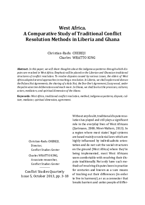 (PDF) A Comparative Study of Traditional Conflict Resolution Methods in ...