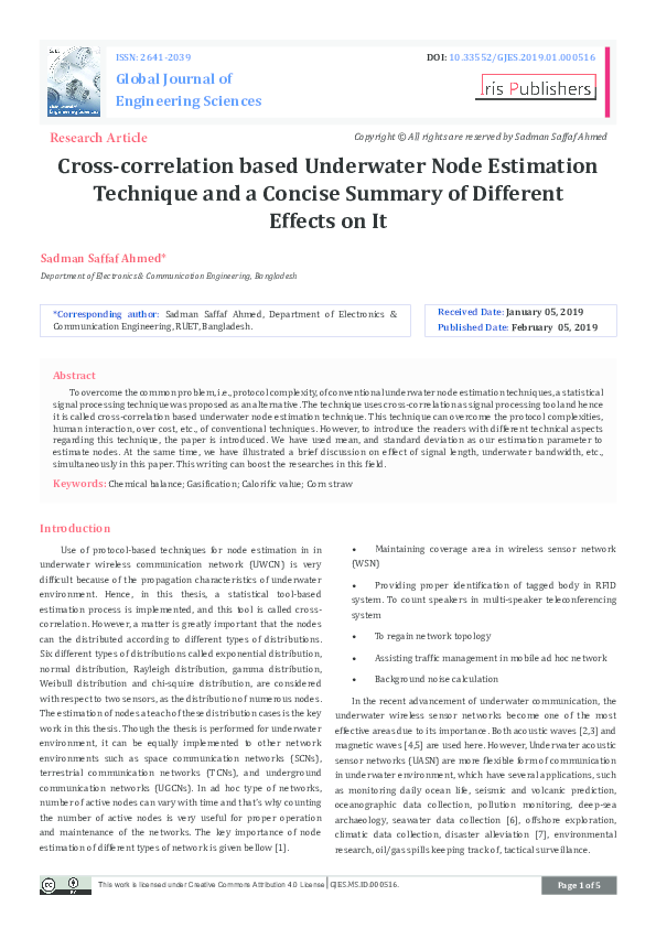 (PDF) Cross-correlation based Underwater Node Estimation Technique and a Concise Summary of ...
