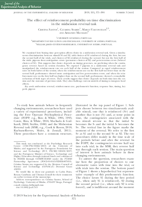 (PDF) The effect of reinforcement probability on time discrimination in ...