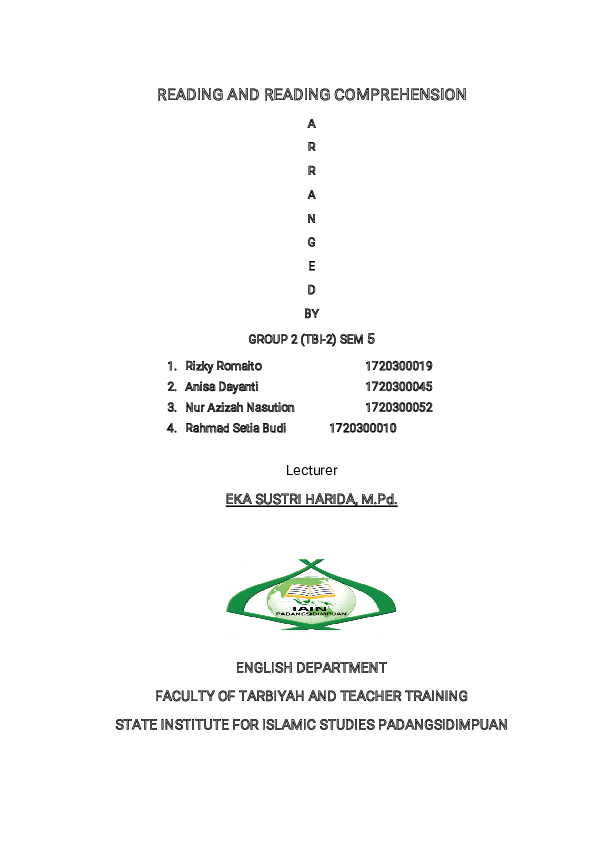(PDF) READING AND READING COMPREHENSION