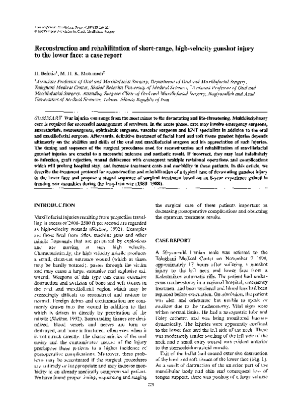 (PDF) Indications for bullet removal: overview of the literature, and ...