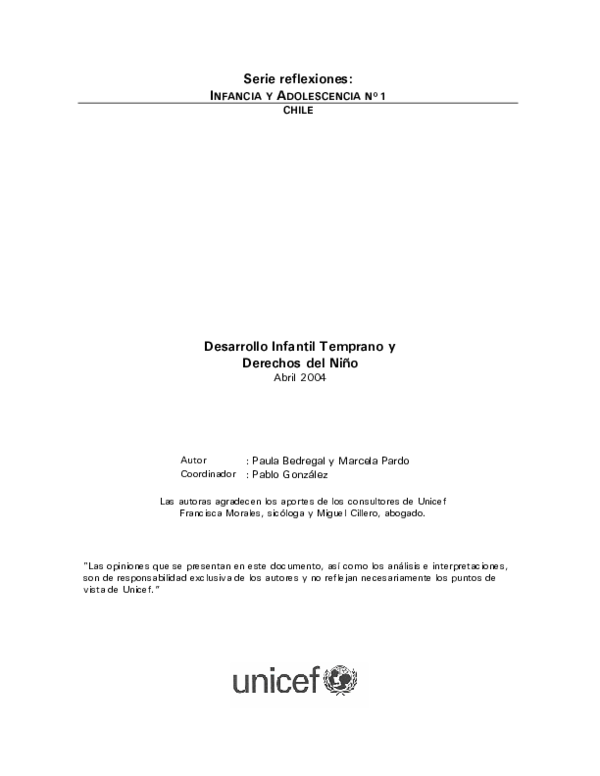 (PDF) Desarrollo Infantil Temprano y Derechos del Niño