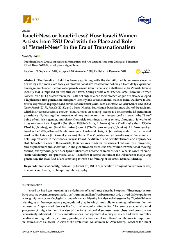 (PDF) Israeli-Ness or Israeli-Less? How Israeli Women Artists from FSU ...