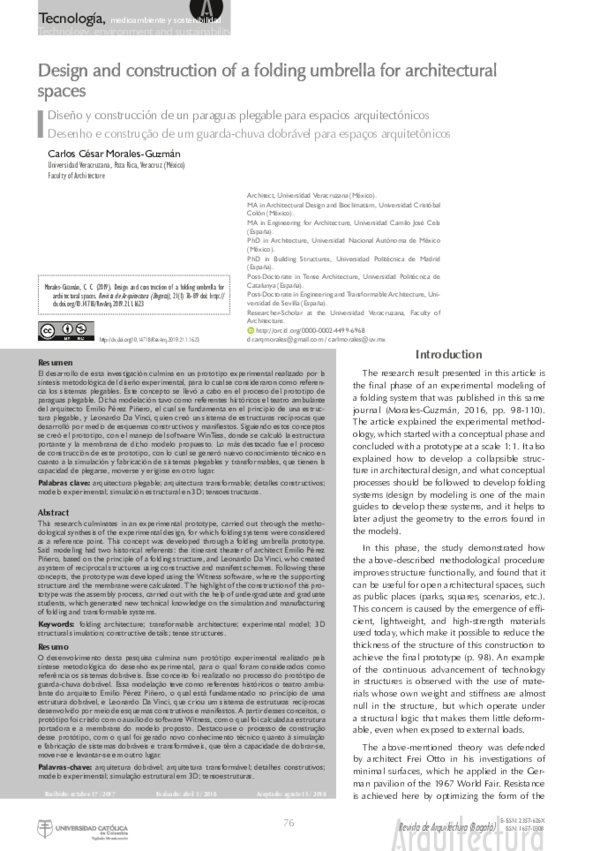 (PDF) Design and construction of a folding umbrella for architectural ...