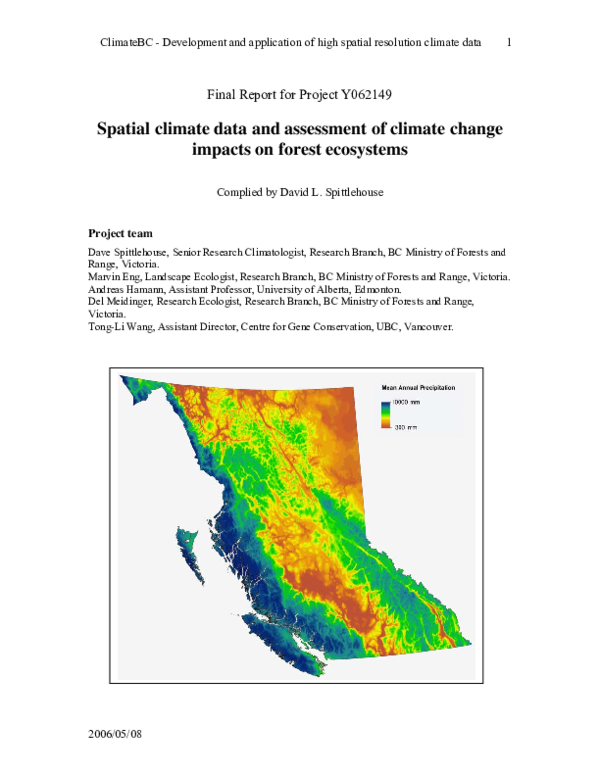 (PDF) Spatial climate data and assessment of climate change impacts on ...
