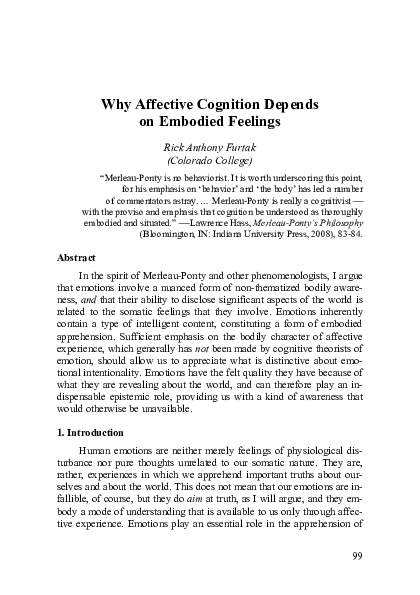 (PDF) Why Affective Cognition Depends on Embodied Feelings
