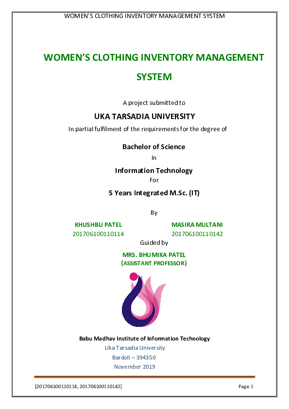 (PDF) WOMEN'S CLOTHING INVENTORY MANAGEMENT SYSTEM