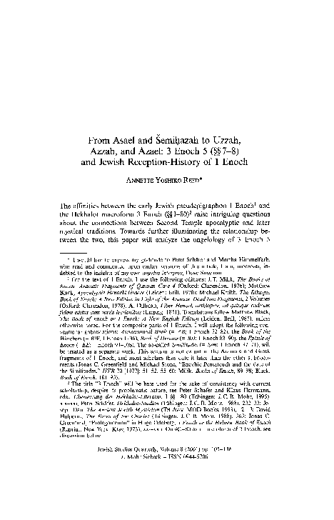 (PDF) Annette Y. Reed, “From Asael and Šemiḥazah to Uzzah, Azzah, and ...