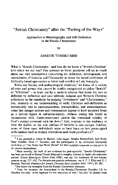 (PDF) Annette Y. Reed, “‘Jewish Christianity’ after the ‘Parting of the ...