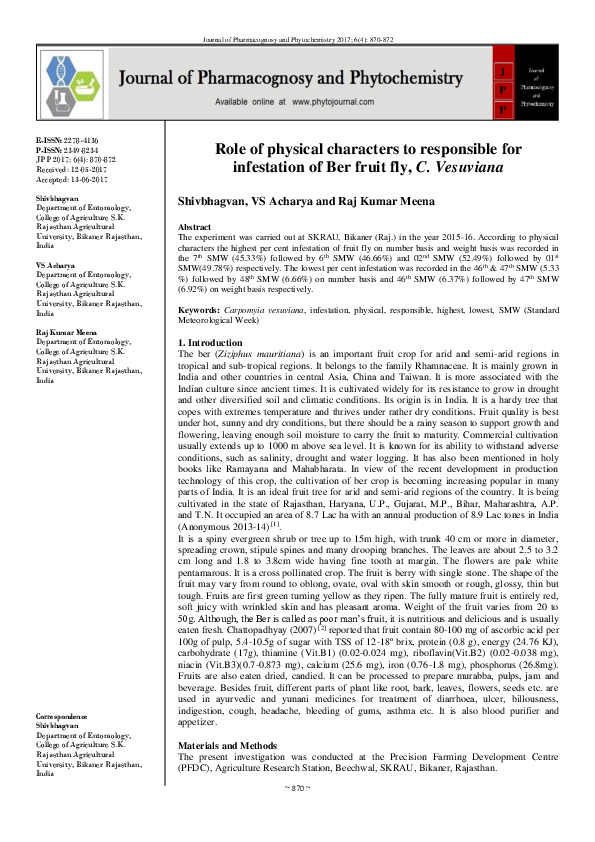 (PDF) Role of physical characters to responsible for infestation of Ber ...