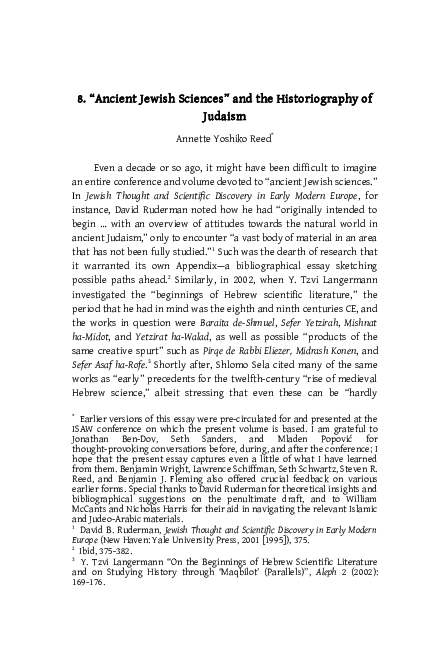 (PDF) Annette Y. Reed, “Ancient Jewish Sciences and the Historiography ...