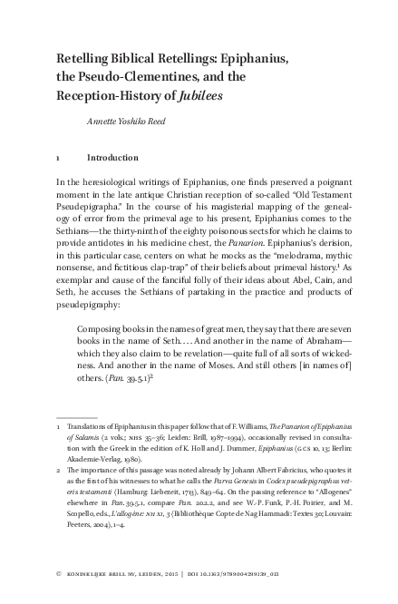 (PDF) Annette Y. Reed, “Retelling Biblical Retellings: Epiphanius, the ...