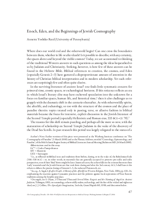 (PDF) Annette Y. Reed, “Enoch, Eden, and the Beginnings of Jewish ...