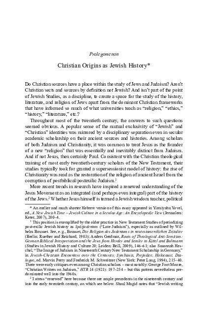 (PDF) Annette Y. Reed, “Prolegomenon: Christian Origins as Jewish ...