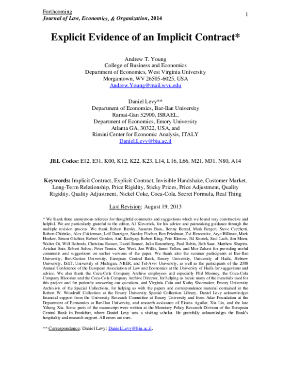 (PDF) Explicit Evidence of an Implicit Contract
