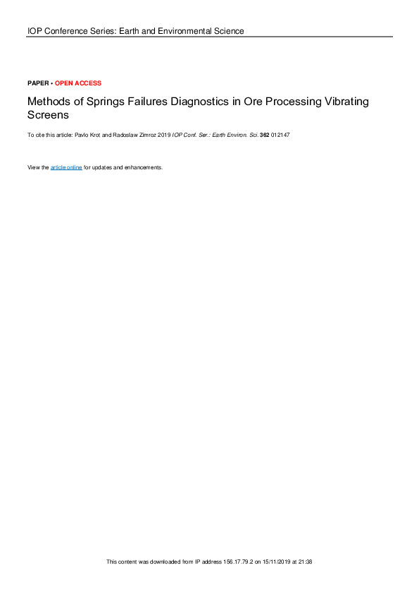 (PDF) Methods of Springs Failures Diagnostics in Ore Processing ...