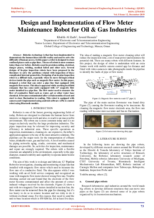 (PDF) IJERT-Design and Implementation of Flow Meter Maintenance Robot ...