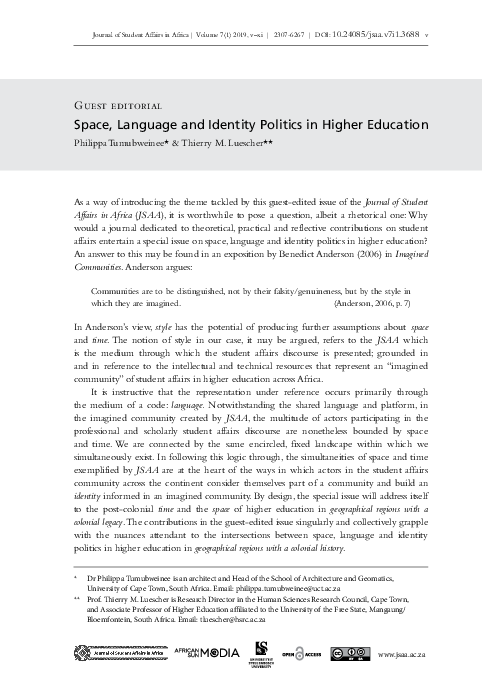 (PDF) Space, Language and Identity Politics in Higher Education