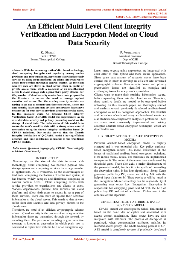 (PDF) IJERT-An Efficient Multi Level Client Integrity Verification and ...