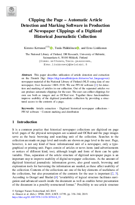 (PDF) Clipping the Page -Automatic Article Detection and Marking ...