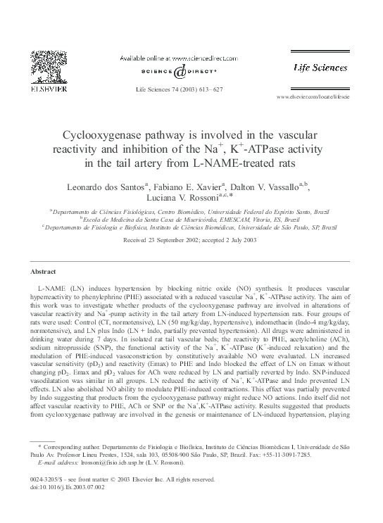 (PDF) Cyclooxygenase pathway is involved in the vascular reactivity and inhibition of the Na ...