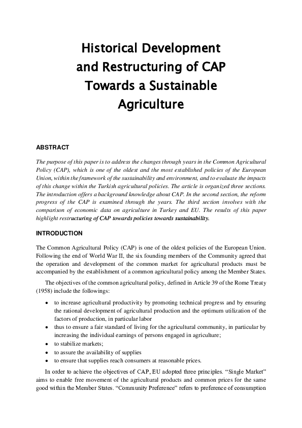 (DOC) Historical Development and Restructuring of CAP Towards a ...