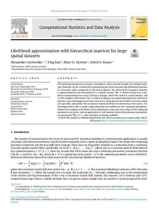 Pdf Computational Statistics And Data Analysis Likelihood Approximation With Hierarchical