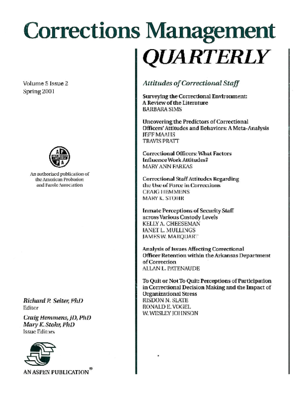 (PDF) Analysis of Issues Affecting Correctional Officer Retention ...