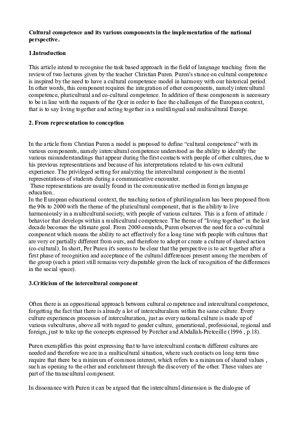 (PDF) Cultural competence and its various components in the ...