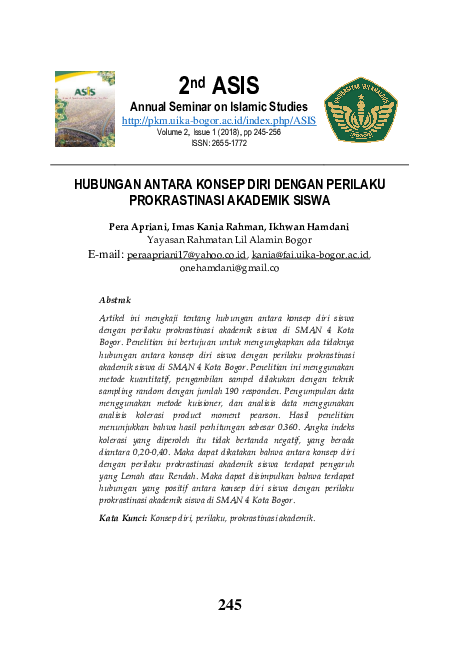 (PDF) HUBUNGAN ANTARA KONSEP DIRI DENGAN PERILAKU PROKRASTINASI AKADEMIK SISWA