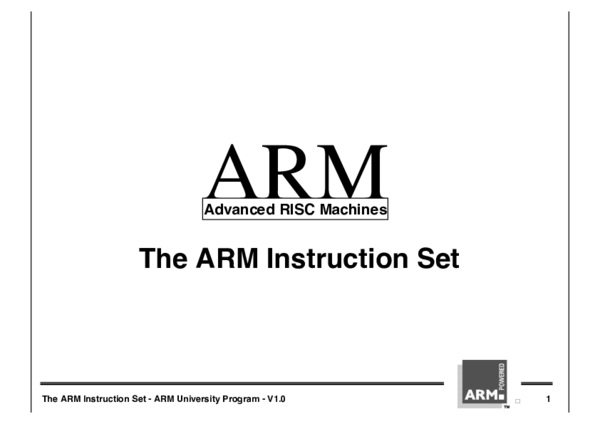 (PDF) The ARM Instruction Set ARM Advanced RISC Machines