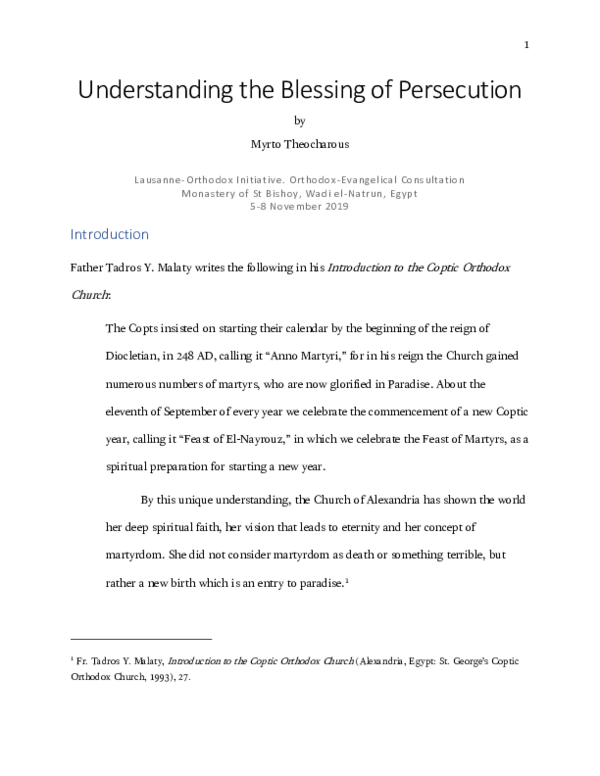 (PDF) Understanding the Blessing of Persecution