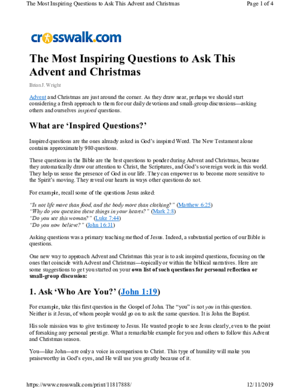 (PDF) The Most Inspiring Questions to Ask This Advent and Christmas