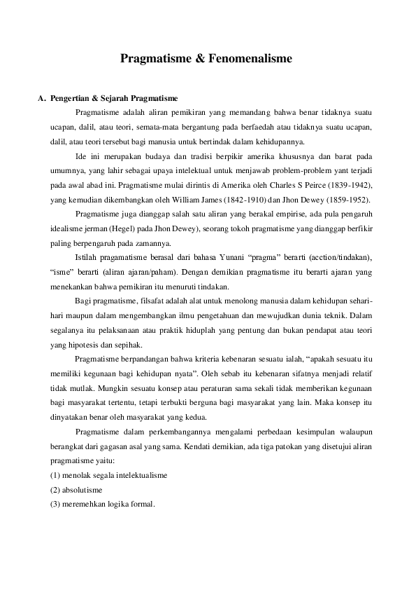 (PDF) Pragmatisme & Fenomenalisme