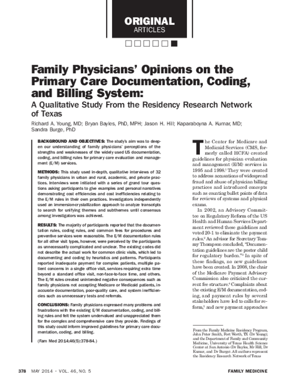 (PDF) Family Physicians' Opinions on the Primary Care Documentation ...