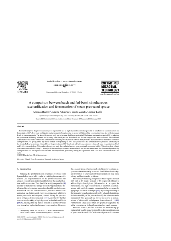 Pdf A Comparison Between Batch And Fed Batch Simultaneous