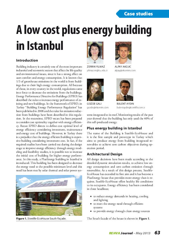 (PDF) A Low Cost Plus Energy Building in İstanbul