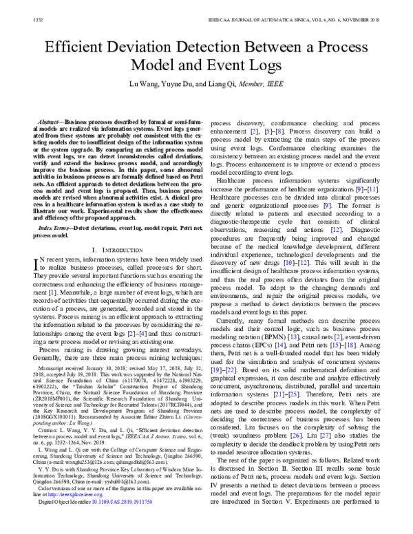 (PDF) Efficient Deviation Detection Between a Process Model and Event Logs | IEEE/CAA J. Autom ...