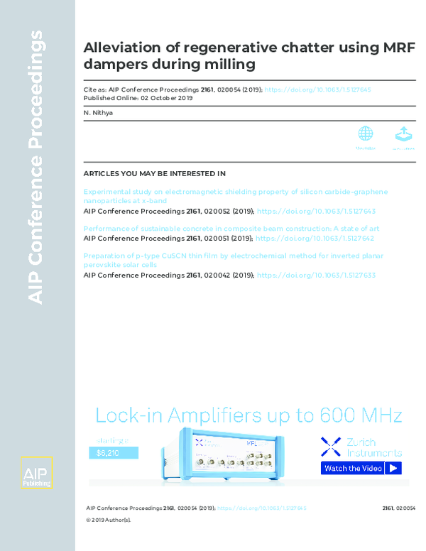 (PDF) Alleviation of regenerative chatter using MRF dampers during milling
