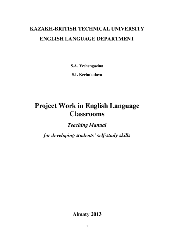 (PDF) Project work in the English classrooms