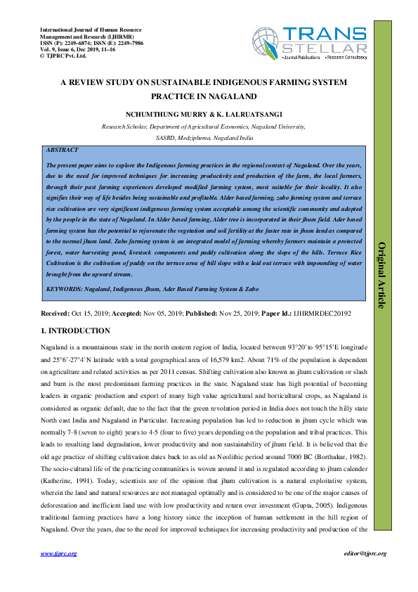 (PDF) A REVIEW STUDY ON SUSTAINABLE INDIGENOUS FARMING SYSTEM PRACTICE ...