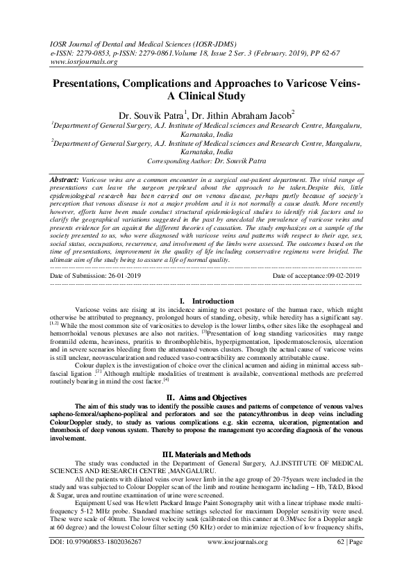 (PDF) Presentations, Complications and Approaches to Varicose VeinsA Clinical Study
