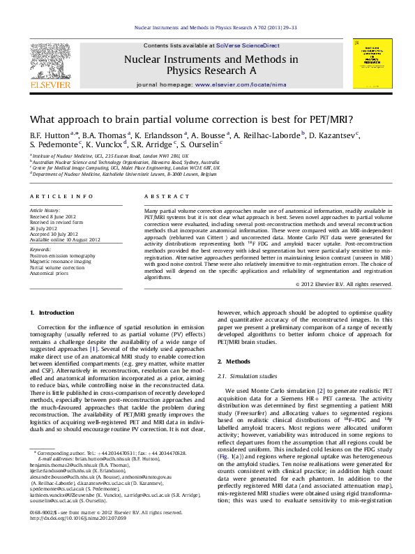 (PDF) What approach to brain partial volume correction is best for PET/MRI?